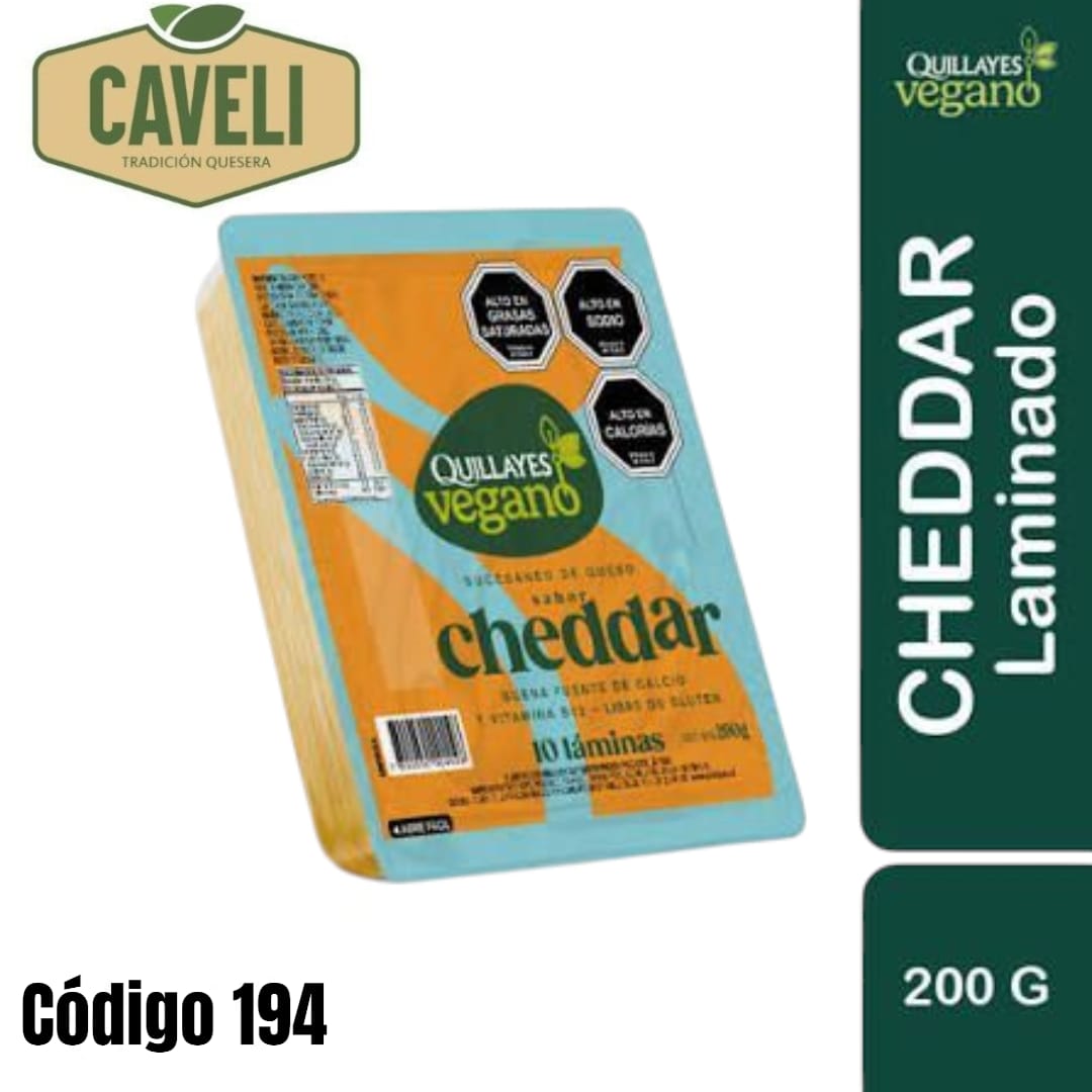 QUESO CHEDDAR VEGANO QUILLAYES 200 GRS CAJA 12 UNIDADES – Distribuidora ...